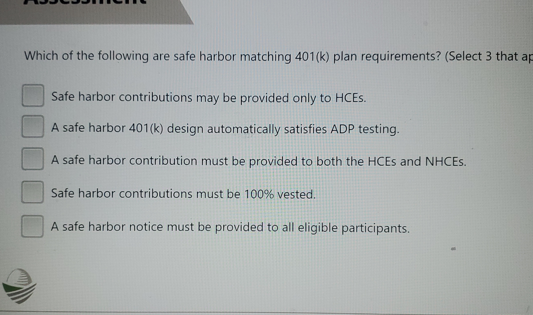 Solved Which of the following are safe harbor matching | Chegg.com