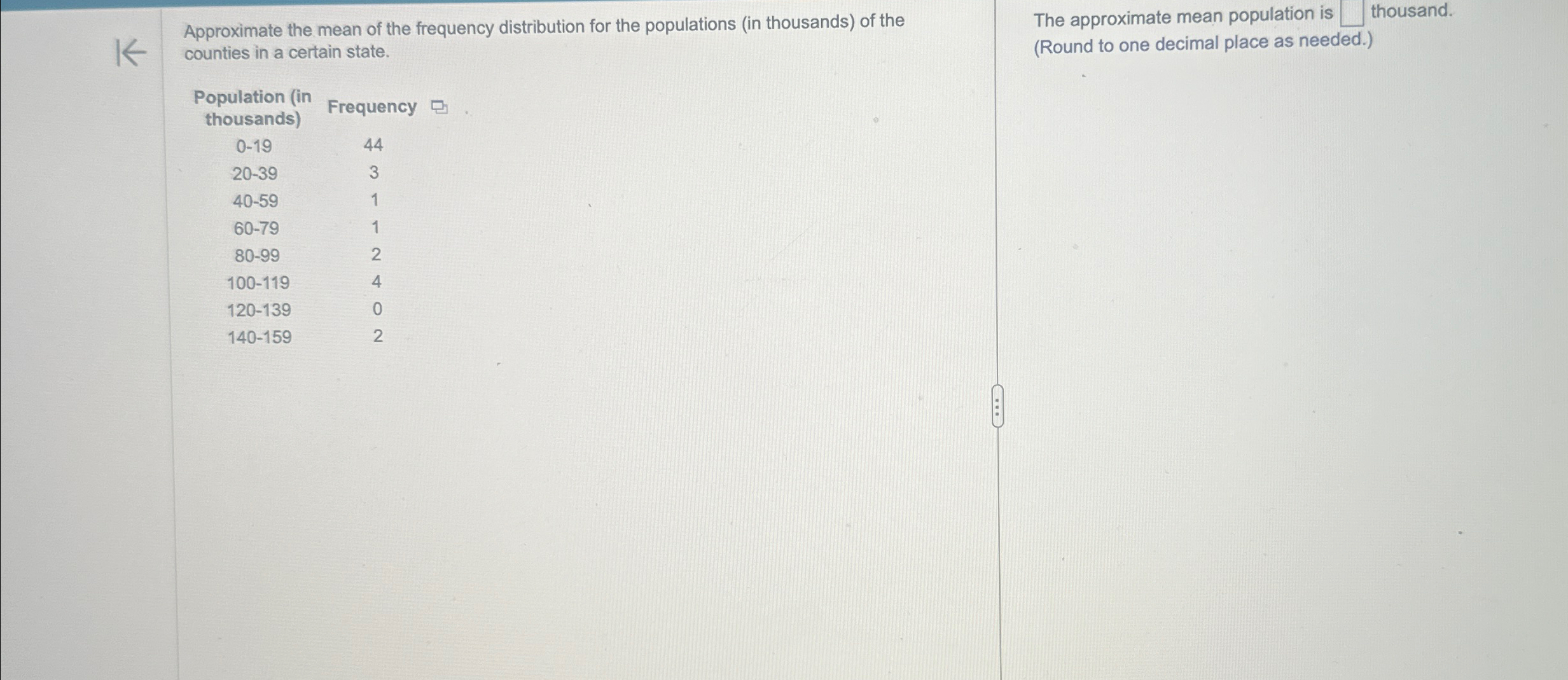 Solved Approximate the mean of the frequency distribution | Chegg.com