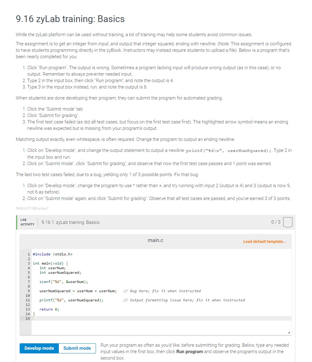 Solved 9.16 ﻿zyLab training: Basics C PROGRAMWhile the | Chegg.com