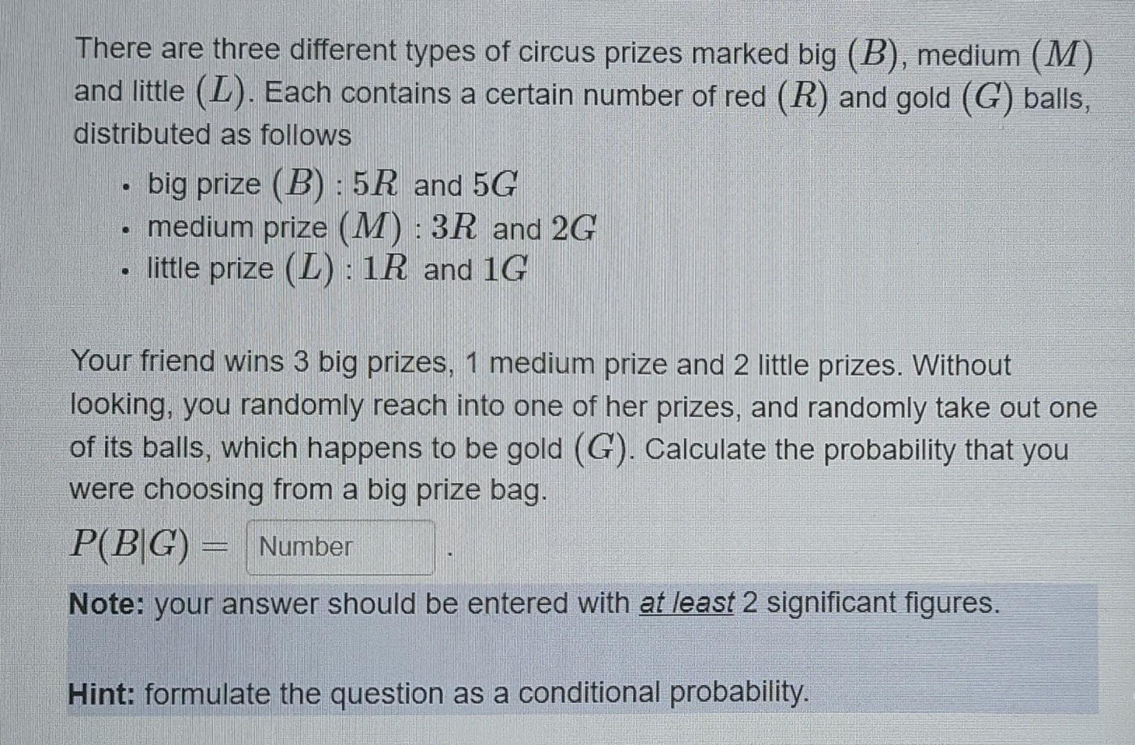 Solved There are three different types of circus prizes | Chegg.com