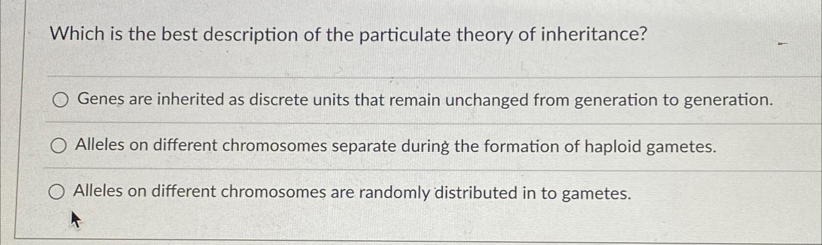 Solved Which is the best description of the particulate | Chegg.com