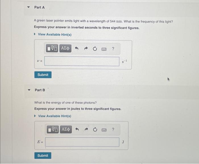 Solved A green laser pointer emits light with a wavelength | Chegg.com