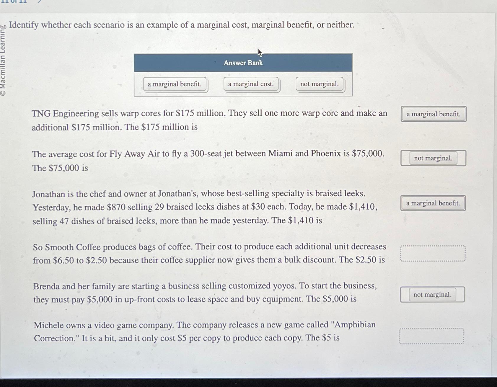Solved Identify whether each scenario is an example of a | Chegg.com