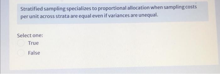 Solved Stratified sampling specializes to proportional | Chegg.com