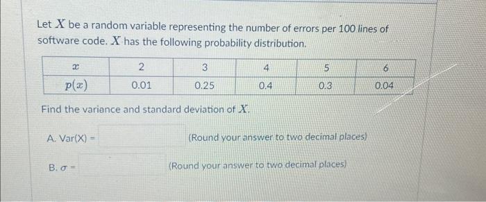 Solved Let X be a random variable representing the number of | Chegg.com