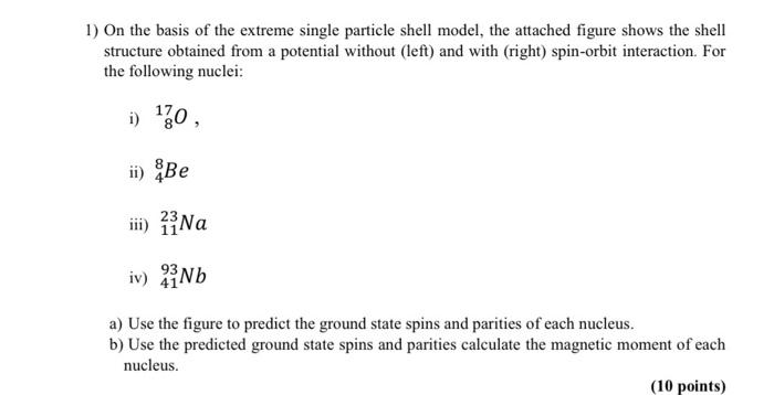Solved 1) On the basis of the extreme single particle shell | Chegg.com
