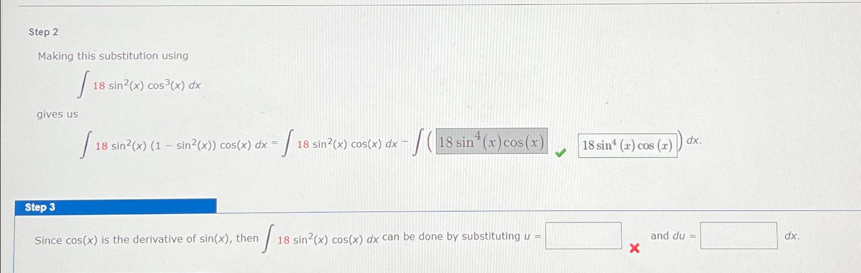 Solved Step 2Making this substitution | Chegg.com
