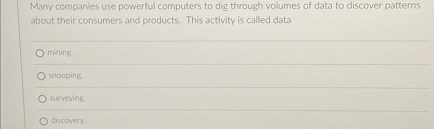 Solved Many companies use powerful computers to dig through | Chegg.com