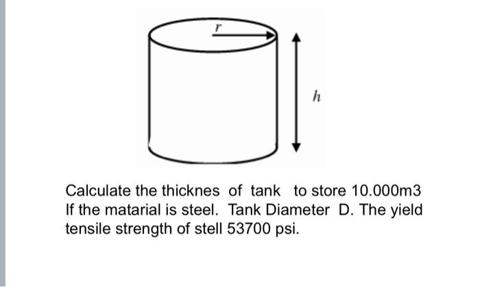 Solved Calculate the thicknes of tank to store 10.000 m3 If | Chegg.com