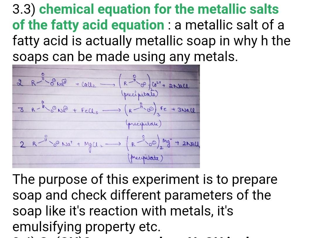 Solved 3.3) chemical equation for the metallic salts of the | Chegg.com