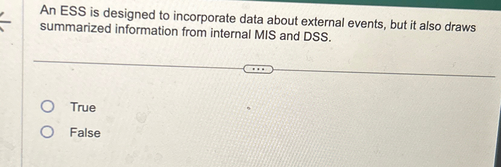 Solved An ESS is designed to incorporate data about external | Chegg.com