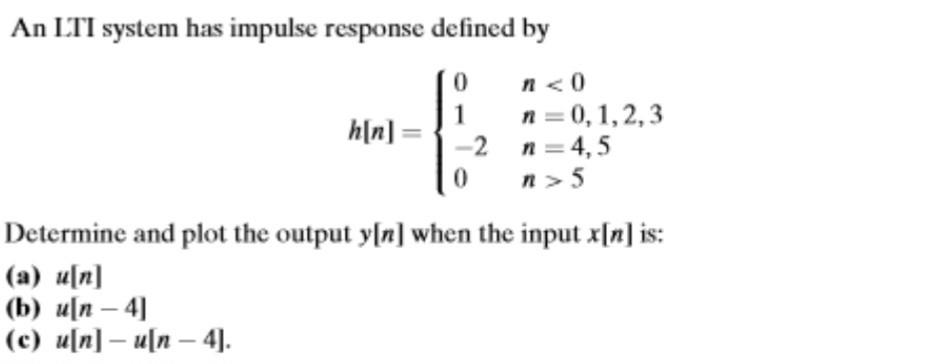 Solved An LTI system has impulse response defined by | Chegg.com