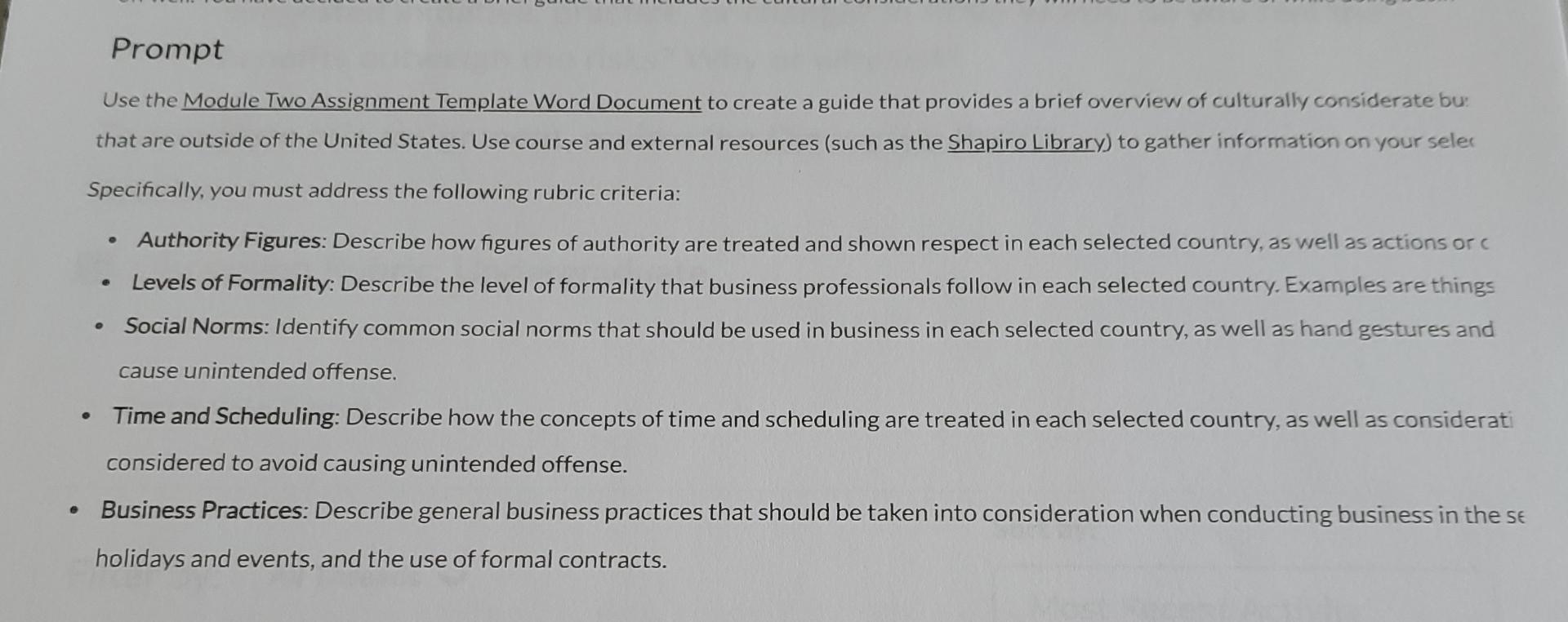 Solved PromptUse the Module Two Assignment Template Word | Chegg.com