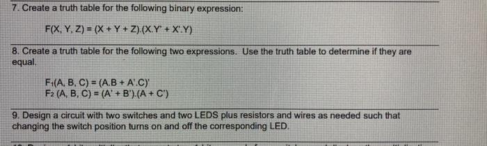 Solved 7. create a truth table for the following binary | Chegg.com