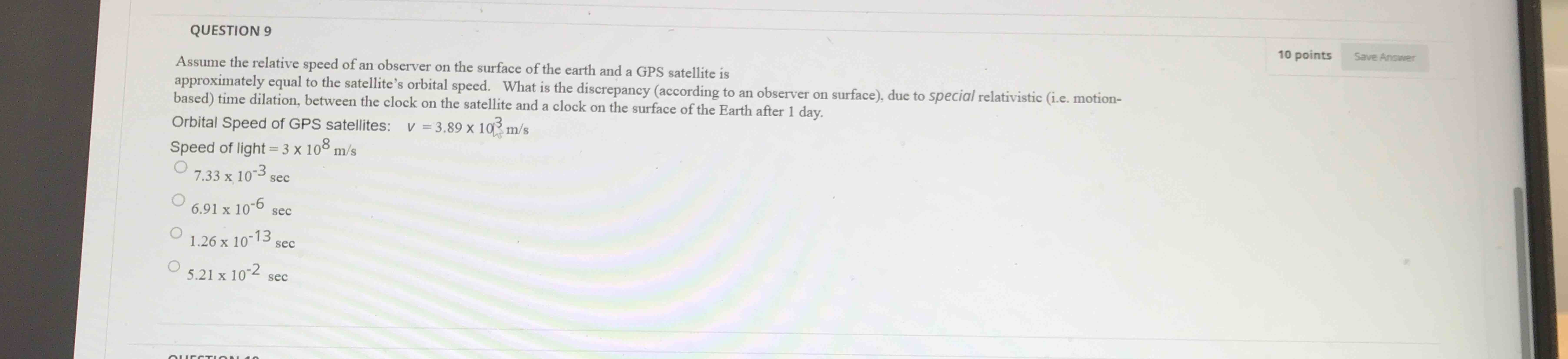 Solved QUESTION 9Assume the relative speed of an ﻿observer | Chegg.com