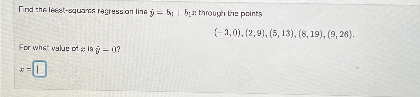 Find the least-squares regression line hat(y)=b0+b1x | Chegg.com
