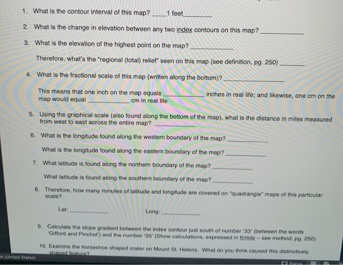 1. What is the contour interval of this map? 1 feet | Chegg.com