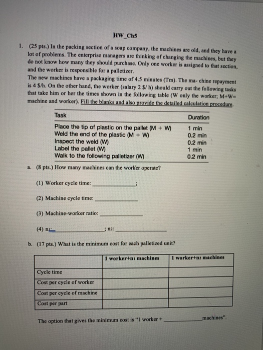 HW_Chs 1. (25 pts. In the packing section of a soap | Chegg.com