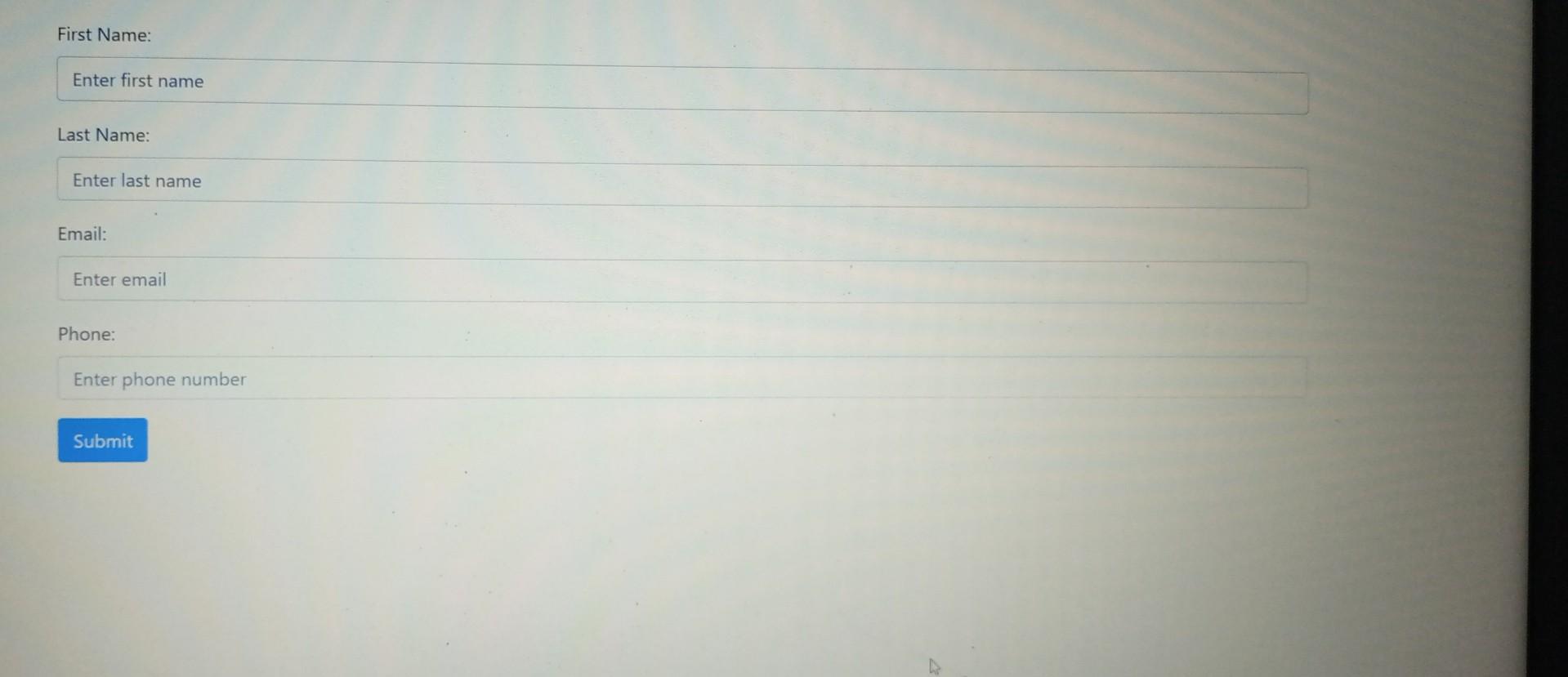 Solved hello, how can i validate the email and phone , and | Chegg.com