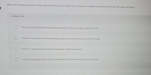 Solved Which of the following statements explain why aryl | Chegg.com