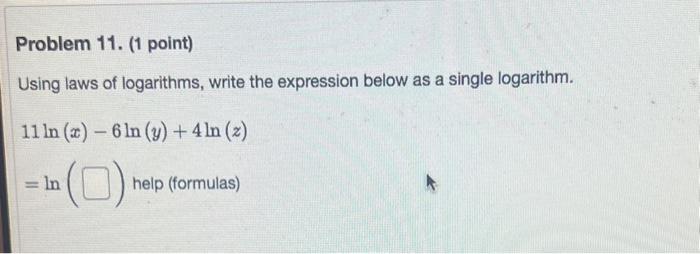 Solved Using laws of logarithms, write the expression below | Chegg.com