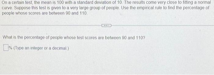Solved On a certain test, the mean is 100 with a standard | Chegg.com
