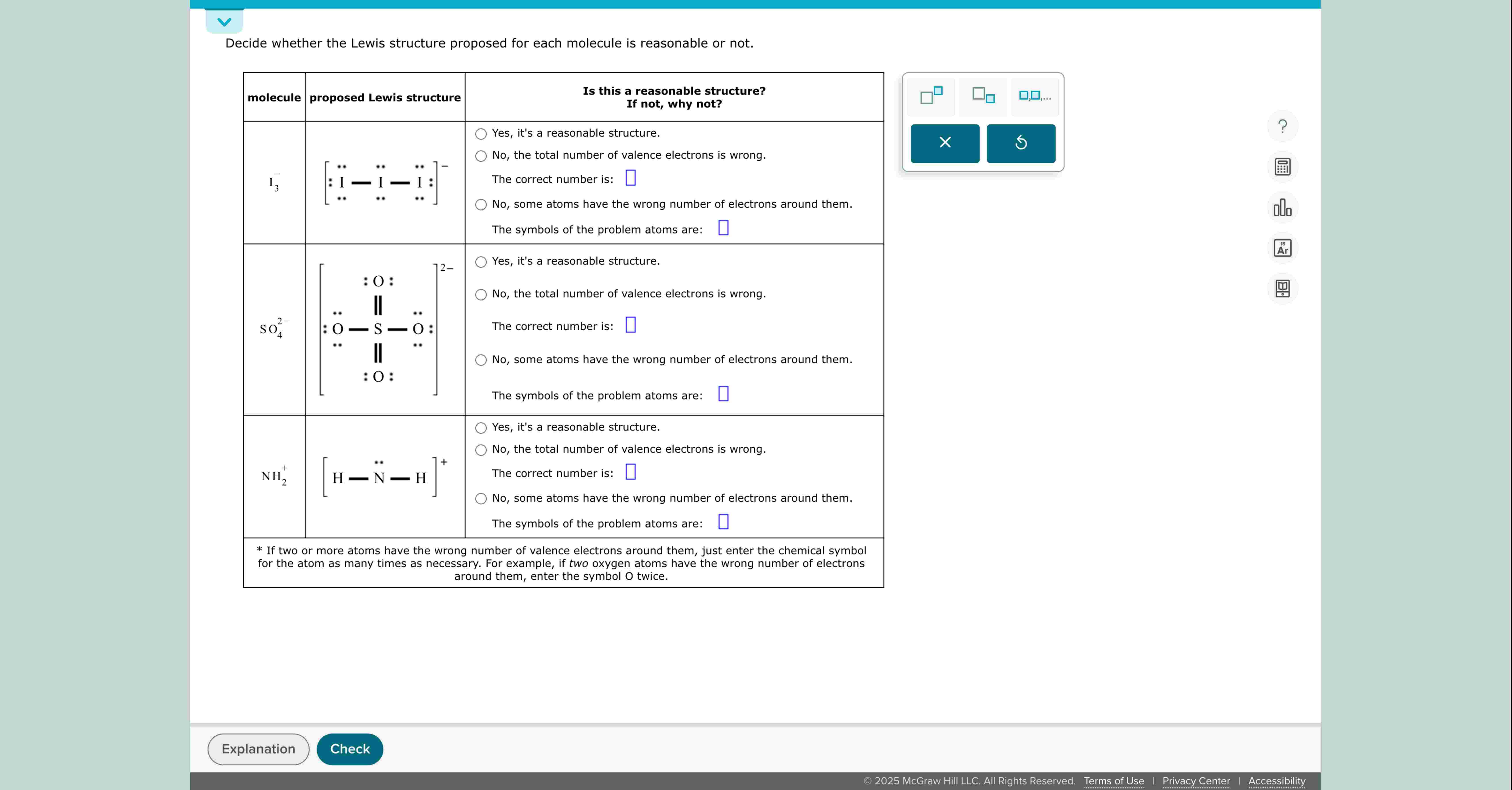 Solved Decide whether the Lewis structure proposed for each | Chegg.com