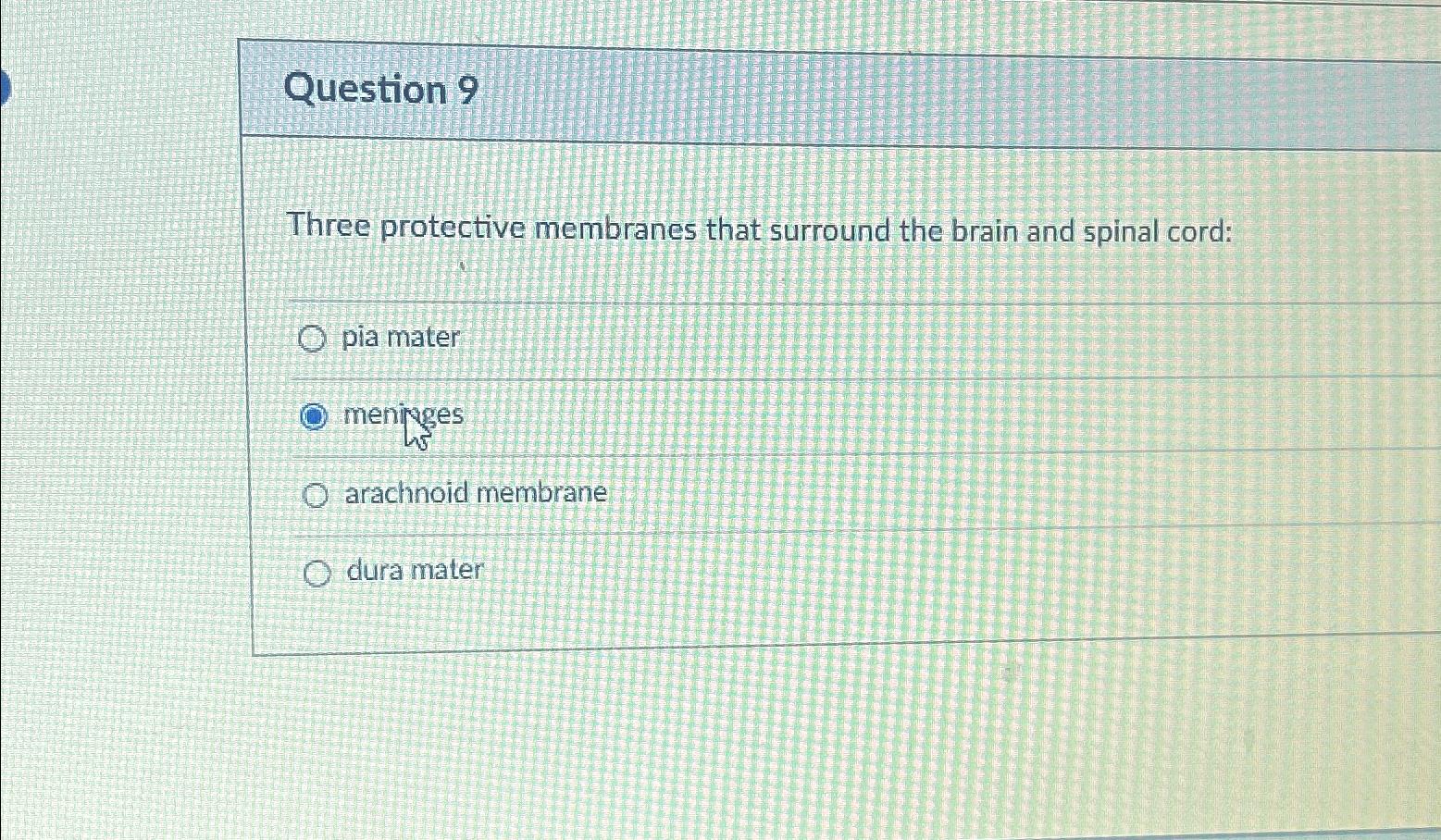 Solved Question 9Three protective membranes that surround | Chegg.com