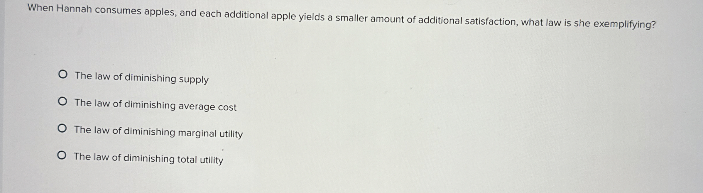 Solved When Hannah consumes apples, and each additional | Chegg.com