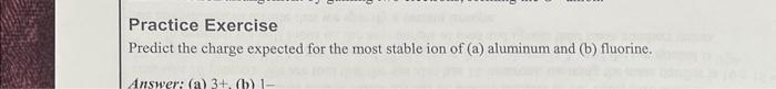 Solved Practice Exercise Predict the charge expected for the | Chegg.com