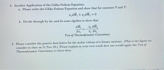 Solved 3. Another Application of the Gibbs-Duhem Equation. | Chegg.com