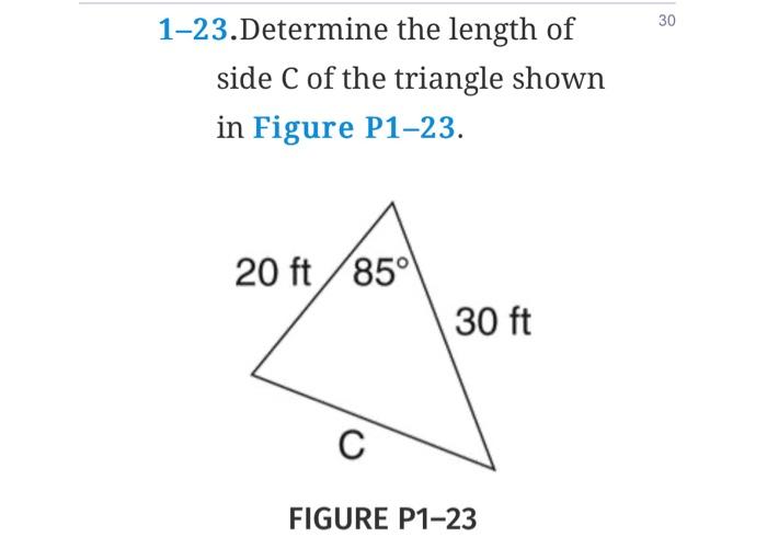 Solved 1-23.Determine the length of side C of the triangle | Chegg.com