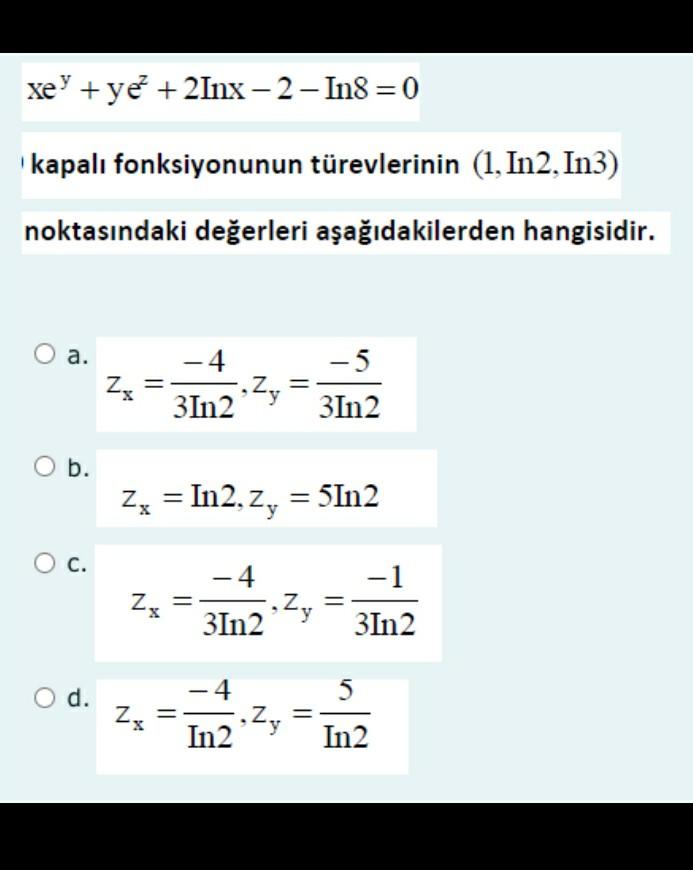 Solved derivatives of the implicit functioon (1,ln2,ln3) at | Chegg.com