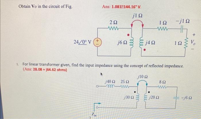 Solved Obtain Vo in the circuit of Fig. Ans: 1.0817144.16∘V. | Chegg.com