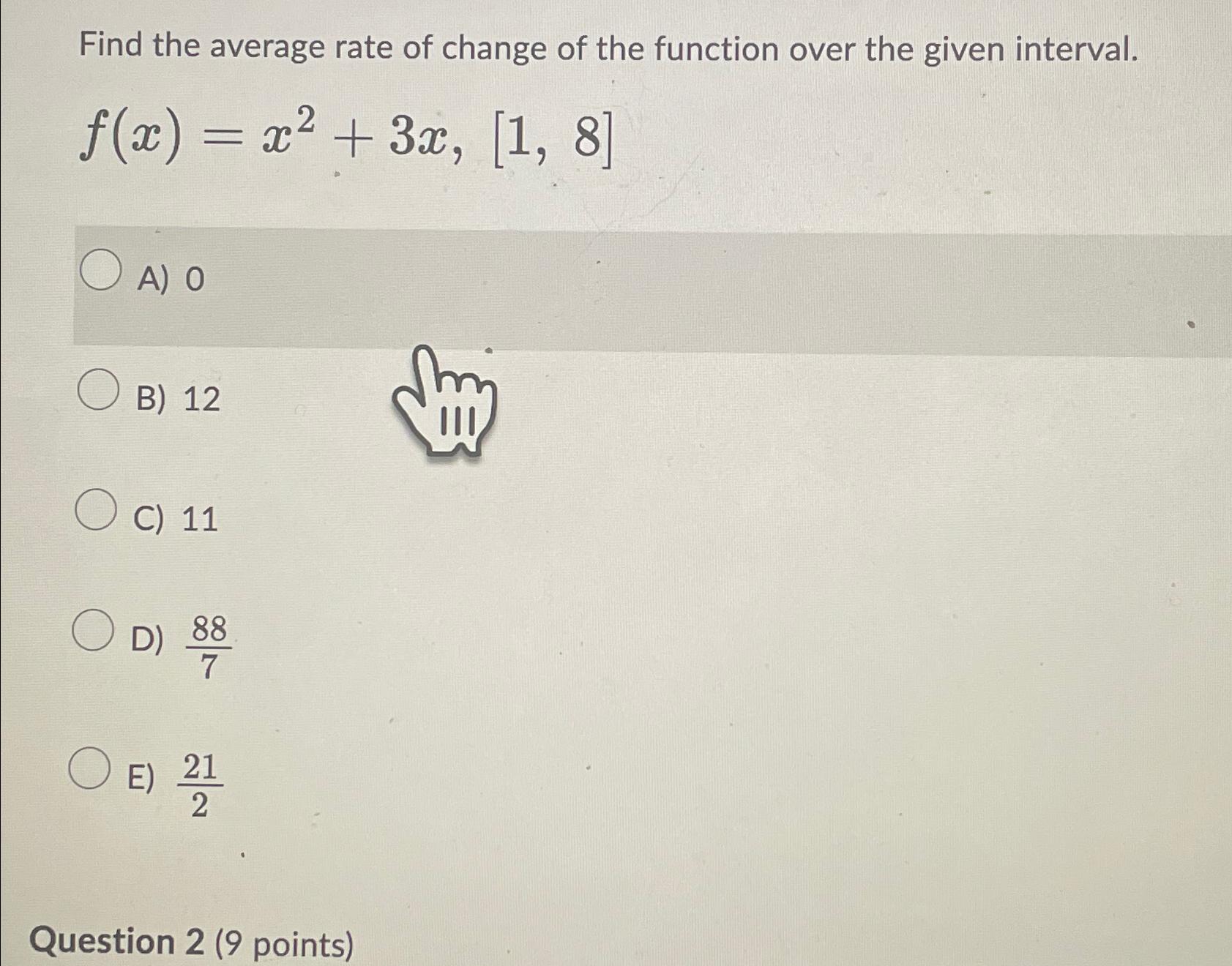 Solved Find the average rate of change of the function over | Chegg.com
