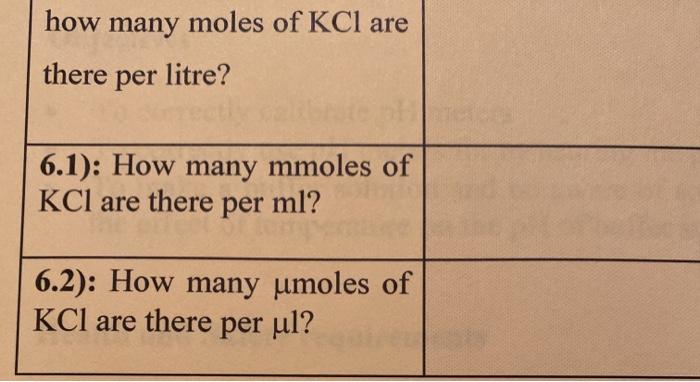 Solved Given A Solution Of 0 2 M Kci How Many Moles Of Kci
