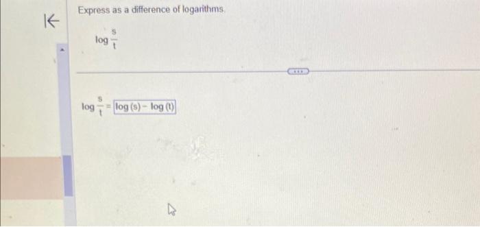 Solved Express as a difference of logarithms. logr7DExpress | Chegg.com