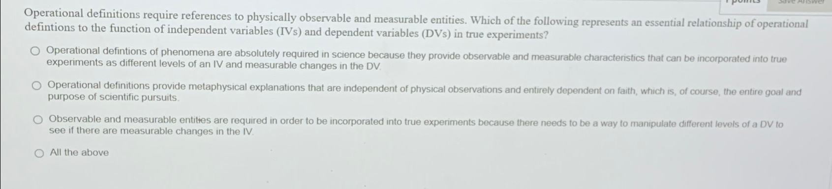 Solved Operational definitions require references to | Chegg.com