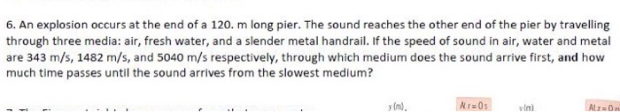 Solved 6. An explosion occurs at the end of a 120. m long | Chegg.com