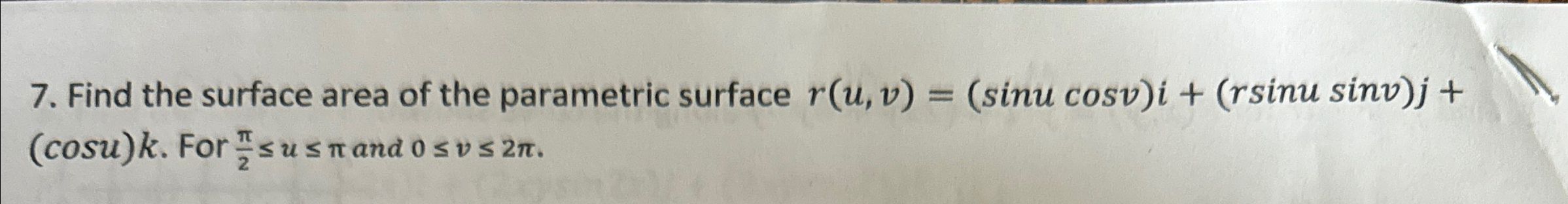 Solved Find the surface area of the parametric surface | Chegg.com