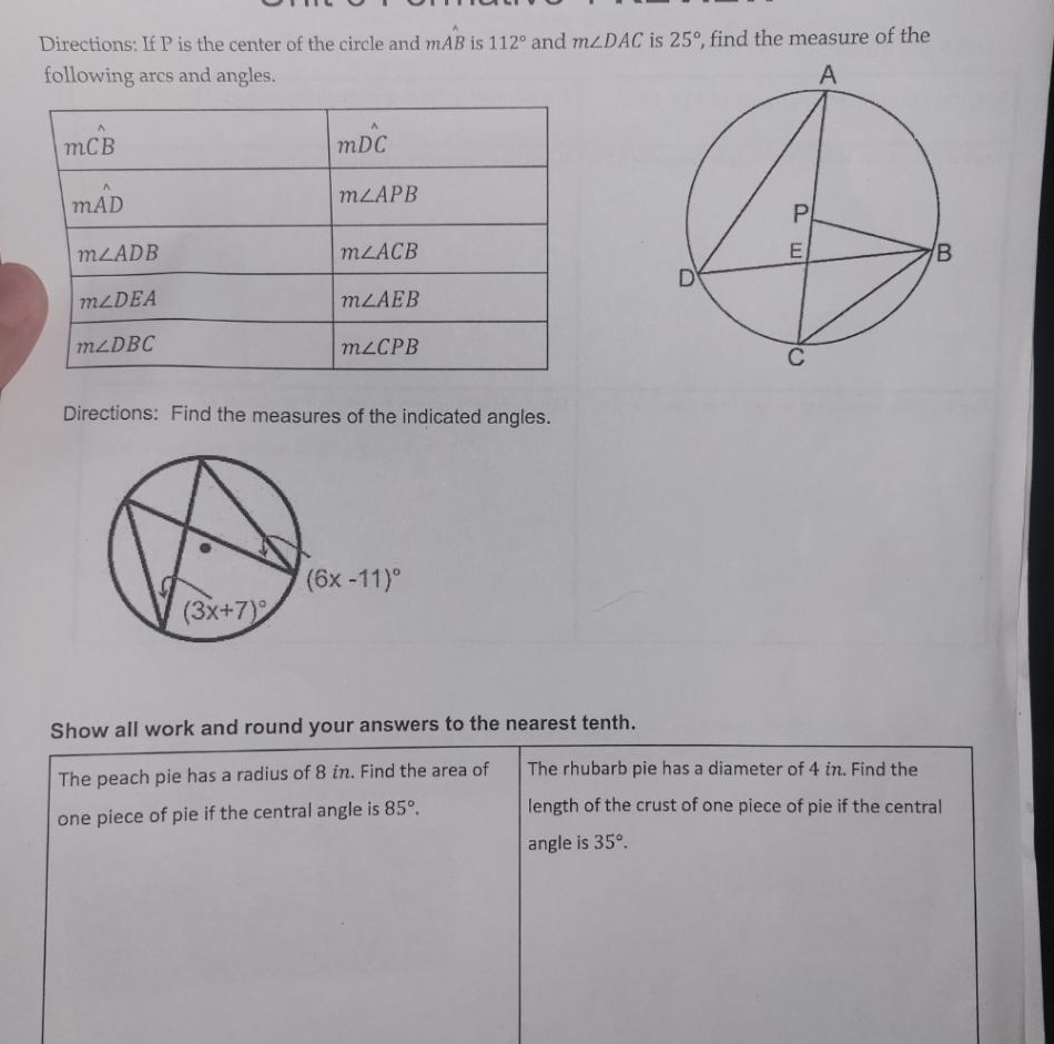 Solved Directions: If P ﻿is the center of the circle and | Chegg.com