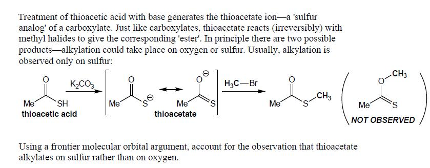 Treatment of thioacetic acid with base generates the | Chegg.com