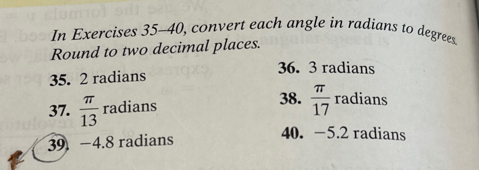 Solved convert This below angle in radians to degrees. Round | Chegg.com