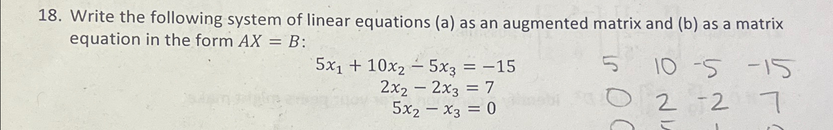 Solved Write the following system of linear equations (a) | Chegg.com