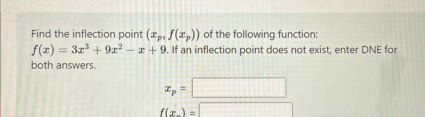 Solved Find the inflection point (xp,f(xp)) ﻿of the | Chegg.com