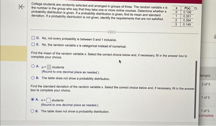 Solved College students are randomly selected and arranged | Chegg.com