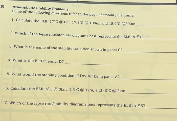 Solved B) Atmospheric Stability Problems Some of the | Chegg.com