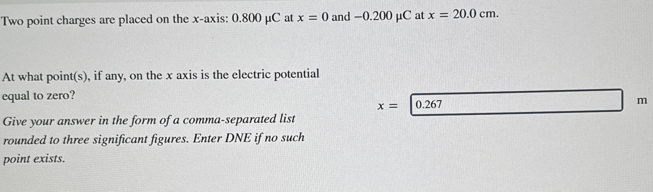 Two point charges are placed on the x-axis: 0.800μC | Chegg.com