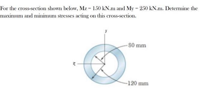 Solved For the cross-section shown below, Mz= 150 kN.m and | Chegg.com