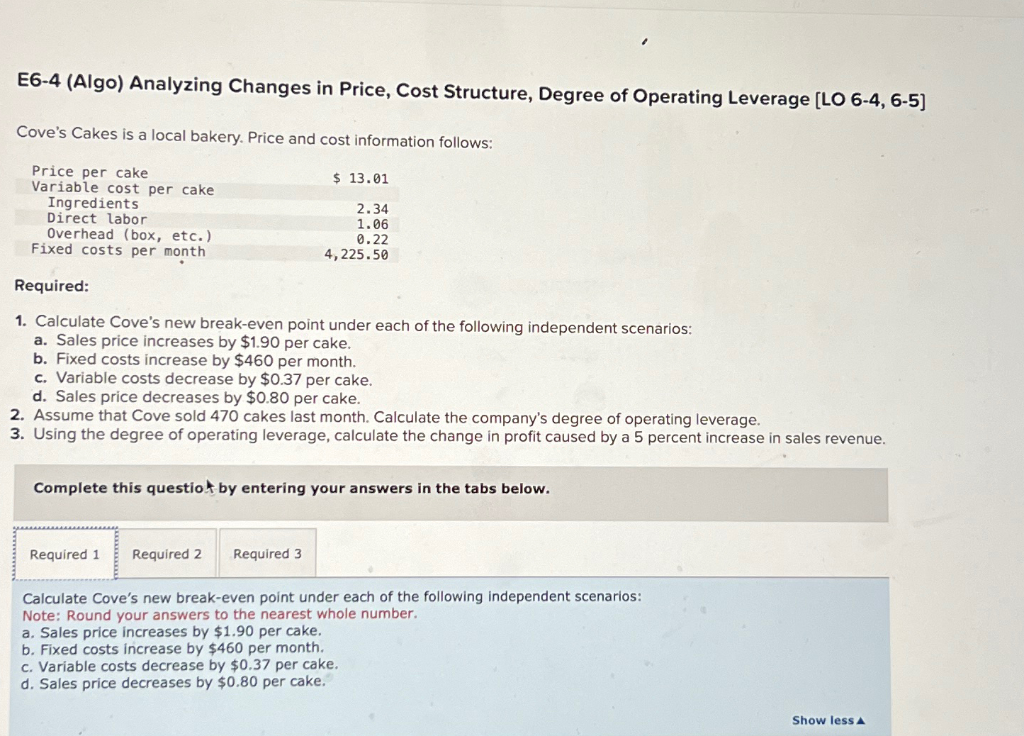 Solved E6-4 (Algo) ﻿Analyzing Changes in Price, Cost | Chegg.com